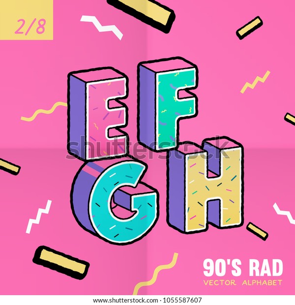 90s Rad 90s Style Vector Alphabet Stock Vector (Royalty Free) 1055587607