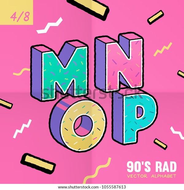 90s Rad 90s Style Vector Alphabet Stock Vector (Royalty Free) 1055587613