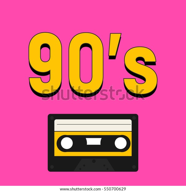 90s Style Yellow Numbers Cassette Tape Stock Vector (Royalty Free ...