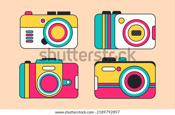 90s Themed Minimalist Camera Illustration Cartoon Stock Vector (Royalty ...