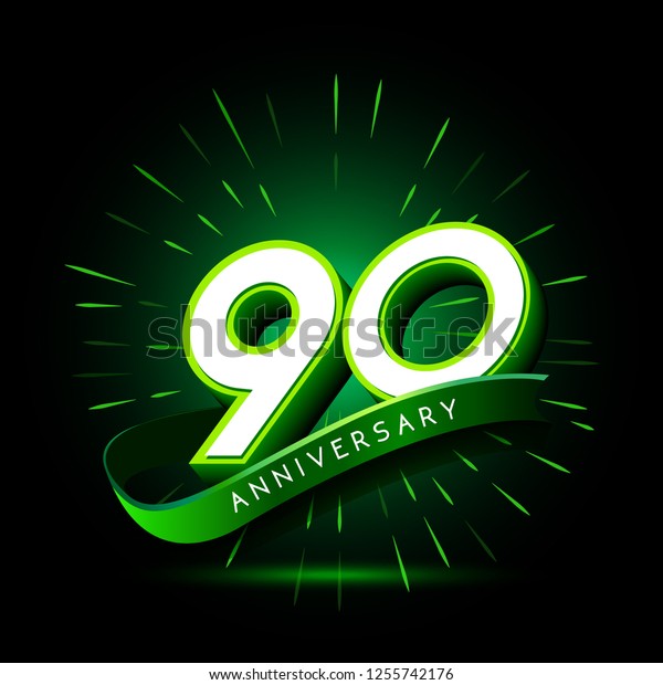 90th Anniversary Neon Text Vector Design Stock Vector (Royalty Free ...