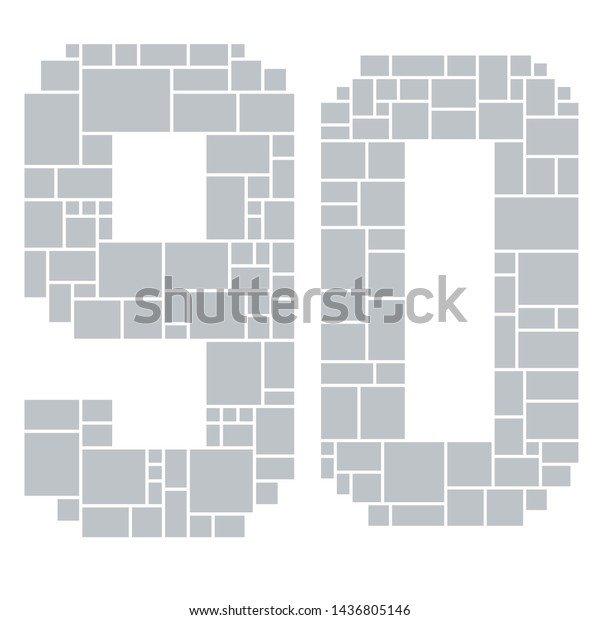 90th Birthday Anniversary Numbers Vector Mood Stock Vector (Royalty ...