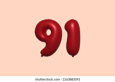 91 3d Number Balloon Made Realistic Stock Vector (Royalty Free ...