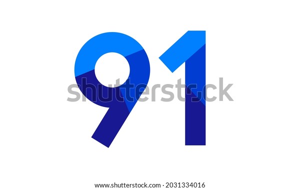 91 Number Modern Flat Blue Logo Stock Vector (Royalty Free) 2031334016 ...