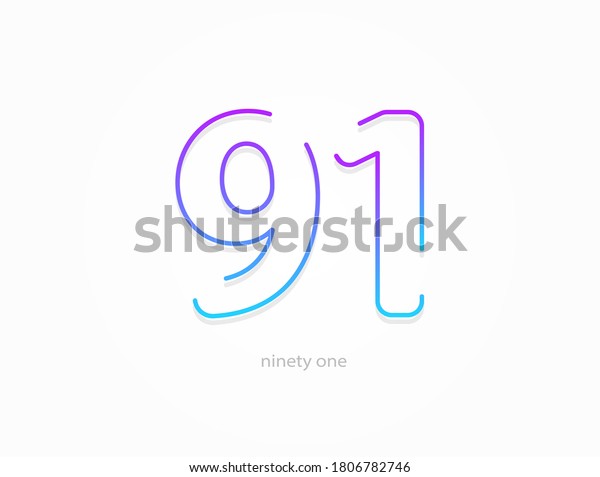 91 Number Outline Stroke Gradient Font Stock Vector (Royalty Free ...