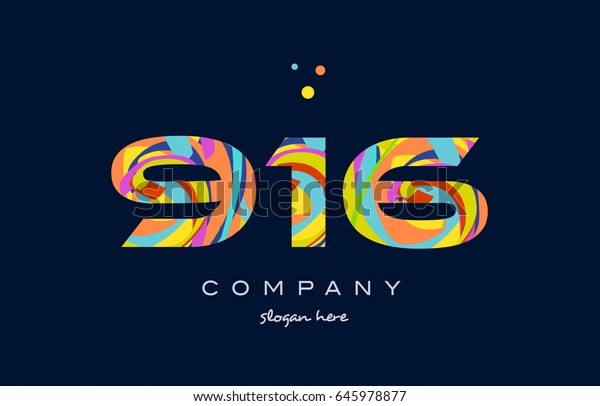 916 Number Digit Numeral Logo Colored Stock Vector (Royalty Free ...
