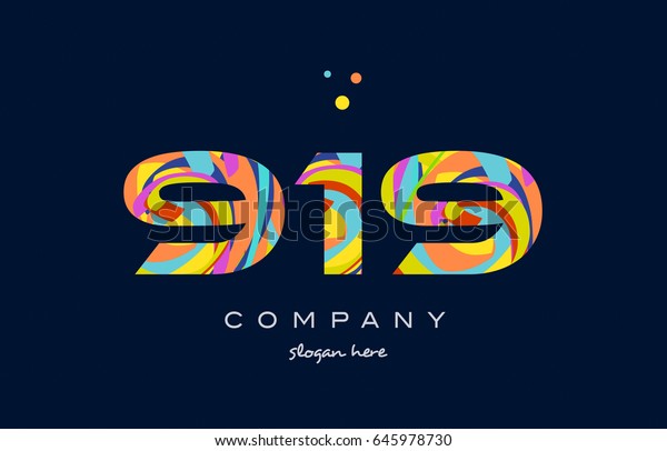 919 Number Digit Numeral Logo Colored Stock Vector (Royalty Free) 645978730