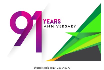 91st Years Anniversary Logo Vector Design Stock Vector (Royalty Free ...