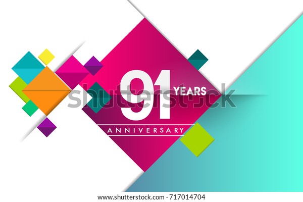 91st Years Anniversary Logo Vector Design Stock Vector (Royalty Free ...