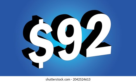 92 Dollar 92 3d Blue Price Stock Vector (Royalty Free) 2042524613 ...