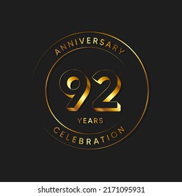 92 Years Anniversary Celebration Vector Design Stock Vector (Royalty ...