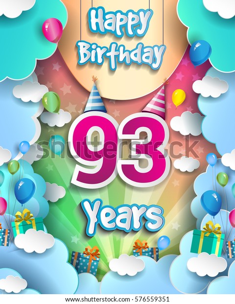93 Years Birthday Celebration Design Greeting Stock Vector Royalty