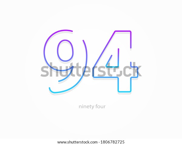 94 Number Outline Stroke Gradient Font Stock Vector (Royalty Free ...