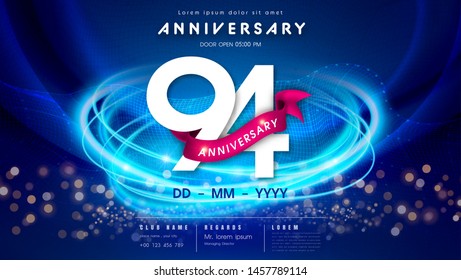 94 Years Anniversary Logo Template On Stock Vector (Royalty Free ...