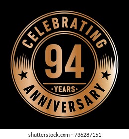 94 Years Anniversary Logo Template Vector Stock Vector (Royalty Free ...