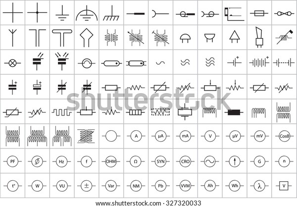 96 Electronic Electric Symbol Vector Vol1 เวกเตอร์สต็อก (ปลอดค่า ...