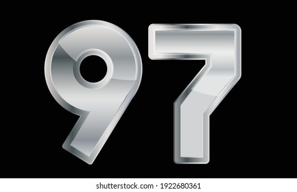 97 Silver Elegant Modern 3d Number Stock Vector (Royalty Free ...