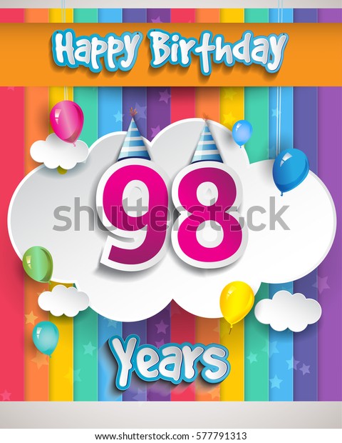 98 Years Birthday Celebration Balloons Clouds Stock Vector (Royalty ... 98 Years Birthday Celebration Balloons Clouds Stock Vector (Royalty ...