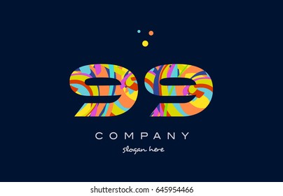 99 Number Digit Numeral Logo Colored Stock Vector (Royalty Free ...