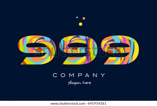 999 Number Digit Numeral Logo Colored Stock Vector (Royalty Free ...