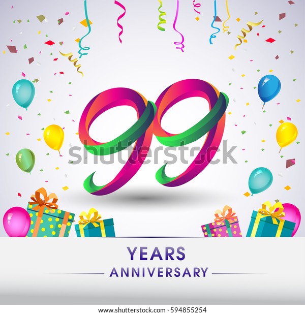 99th Anniversary Celebration Design Gift Box Stock Vector (Royalty Free ...