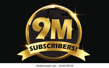 9m Subscribers Celebration Background Design 9 Stock Vector (Royalty ...