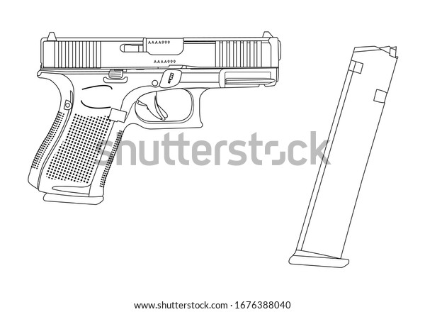 9mm Pistol Vector On Isolated Background Stock Vector (Royalty Free ...