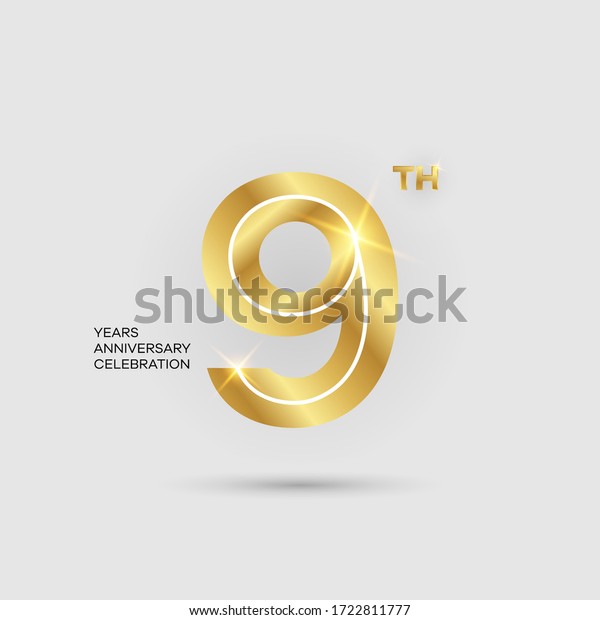 9th 3d Gold Anniversary Logo Isolated Stock Vector (Royalty Free ...