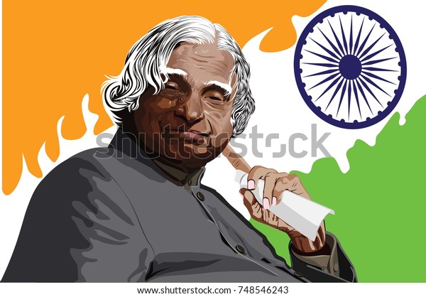 P J Abdul Kalam Portrait Kalam Stock Vector (Royalty Free) 748546243