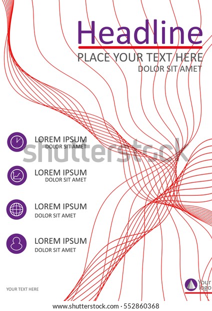 A4 Cover Design Red Abstract Lines Stock Vector (Royalty Free ...