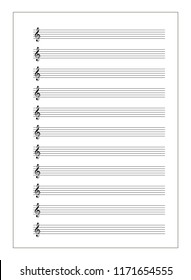 A4 Music Sheet Note Stave Treble Stock Vector (Royalty Free) 1171654555 ...