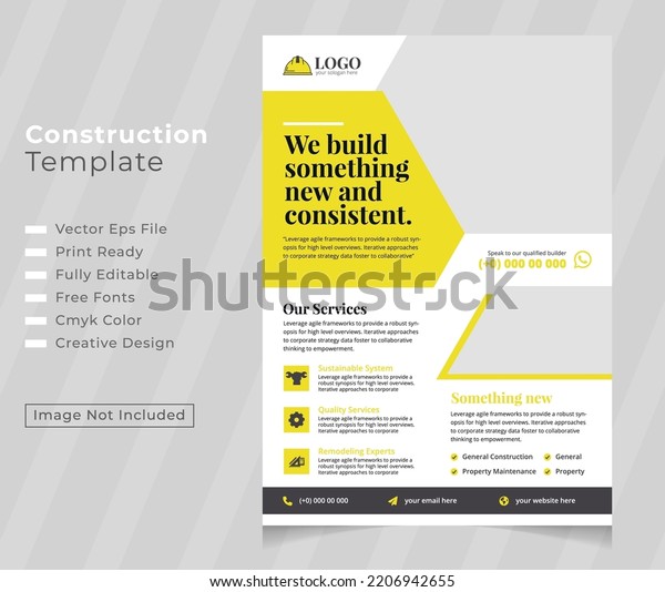 A4 Template Construction Brochure Design Flyer Stock Vector (Royalty ...