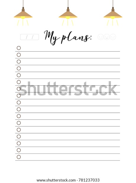 A4 Template My Plans Lettering Decorative Stock Vector (Royalty Free ...