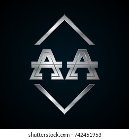 Aa Monogram Metal Logo Silver Logo Stock Vector (Royalty Free) 742451953