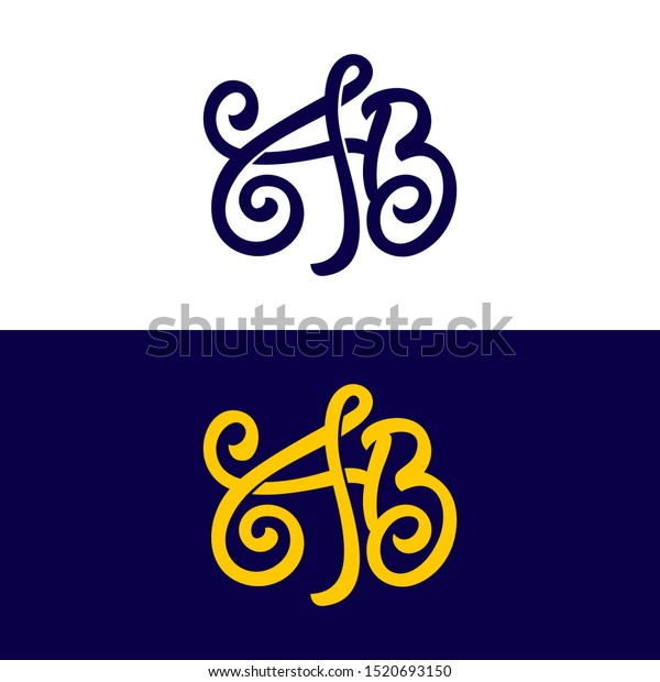 Ab Hand Drawn Lettering Initial Alphabet Stock Vector (Royalty Free ...