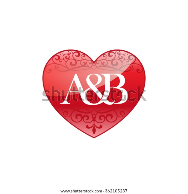 Ab Initial Letter Logo Ornament Heart Stock Vector (Royalty Free ...
