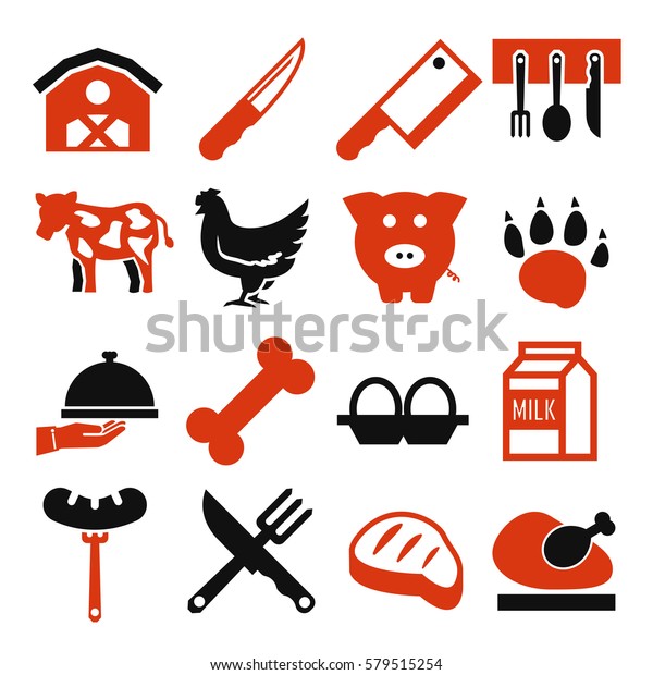 Abattoir Butcher Icon Set Stock Vector (Royalty Free) 579515254 ...