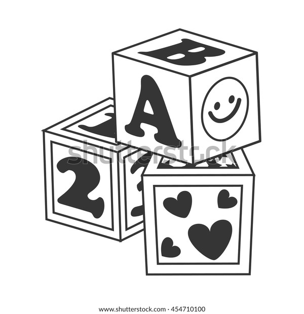 Abc Blocks Toy Black White Isolated Stock Vector (Royalty Free ...
