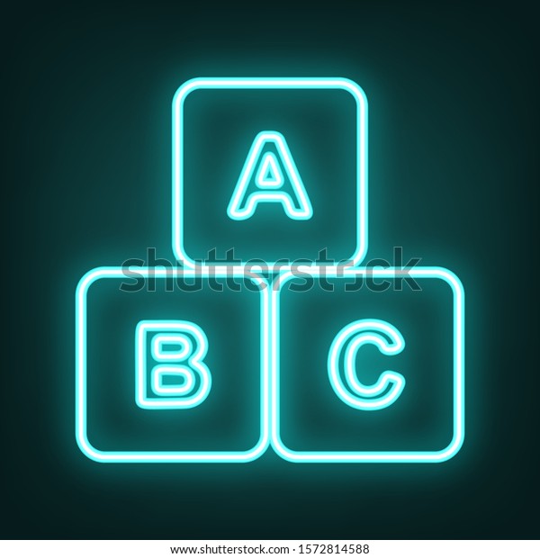Abc Cube Sign Illustration Cyan Neon Stock Vector (Royalty Free ...
