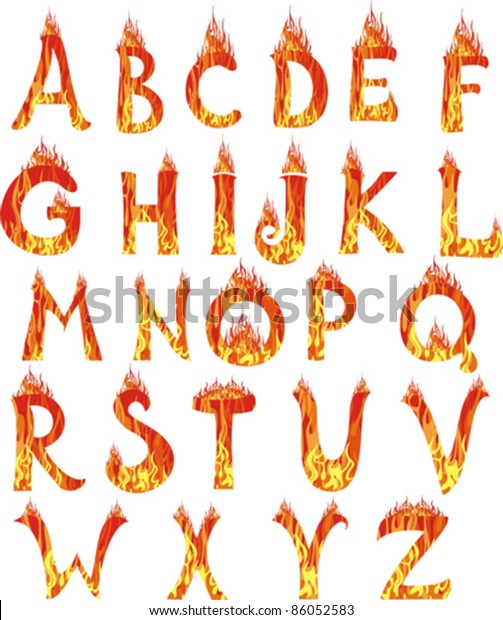 Abc Fire Letters Isolated On White Stock Vector (Royalty Free) 86052583