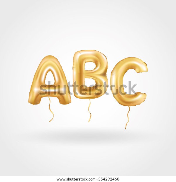 Abc Gold Letter Balloons On White Stock Vector (Royalty Free) 554292460 ...