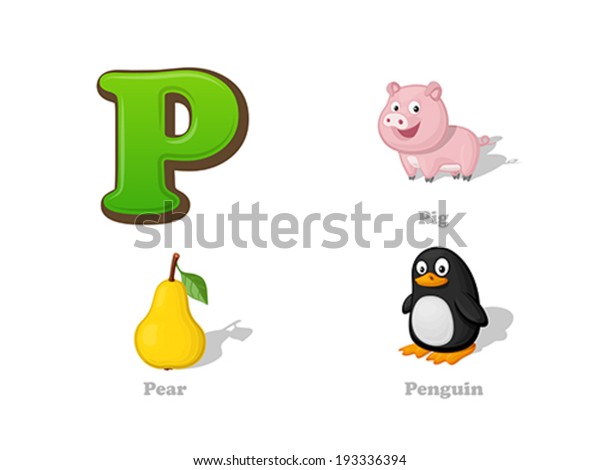 Abc Letter P Funny Kid Icons Stock Vector (Royalty Free) 193336394