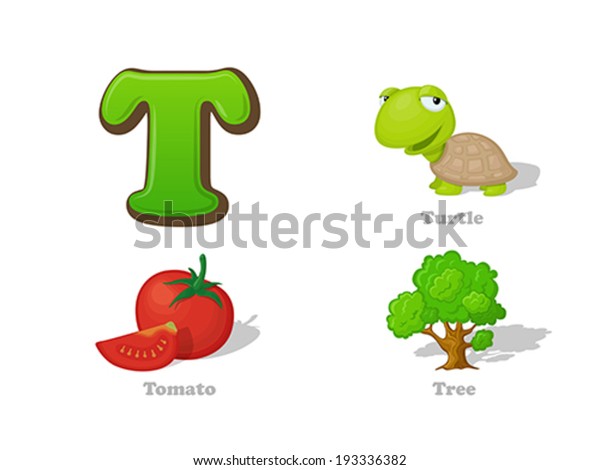Abc Letter T Funny Kid Icons Stock Vector (Royalty Free) 193336382 ...