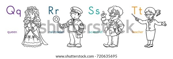 Abc Professions Coloring Book Set: vetor stock (livre de direitos ...