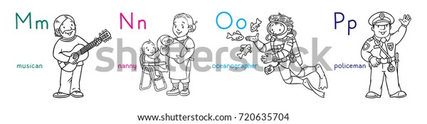 ABC professions coloring book set.