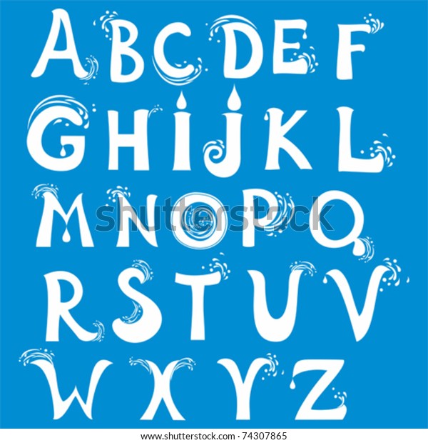 Abc Water Alphabet Isolated On Blue Stock Vector (Royalty Free ...