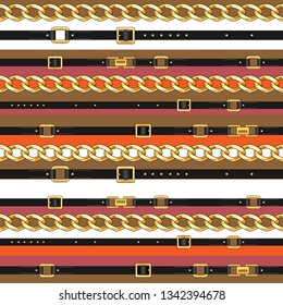 Horizontal Seamless Pattern Belts Chain On Stock Vector (Royalty Free ...