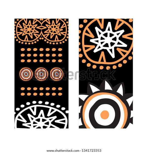 Aboriginal Art Background Template Traditional Style Stock Vector ...