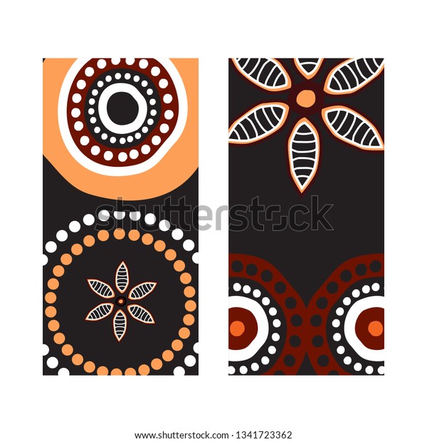Aboriginal Art Background Template Traditional Style Stock Vector ...