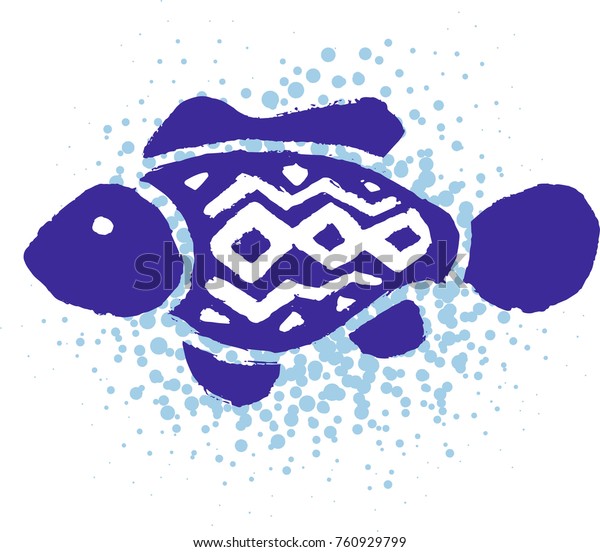 Aboriginal Fish Drawing Stock Vector (Royalty Free) 760929799